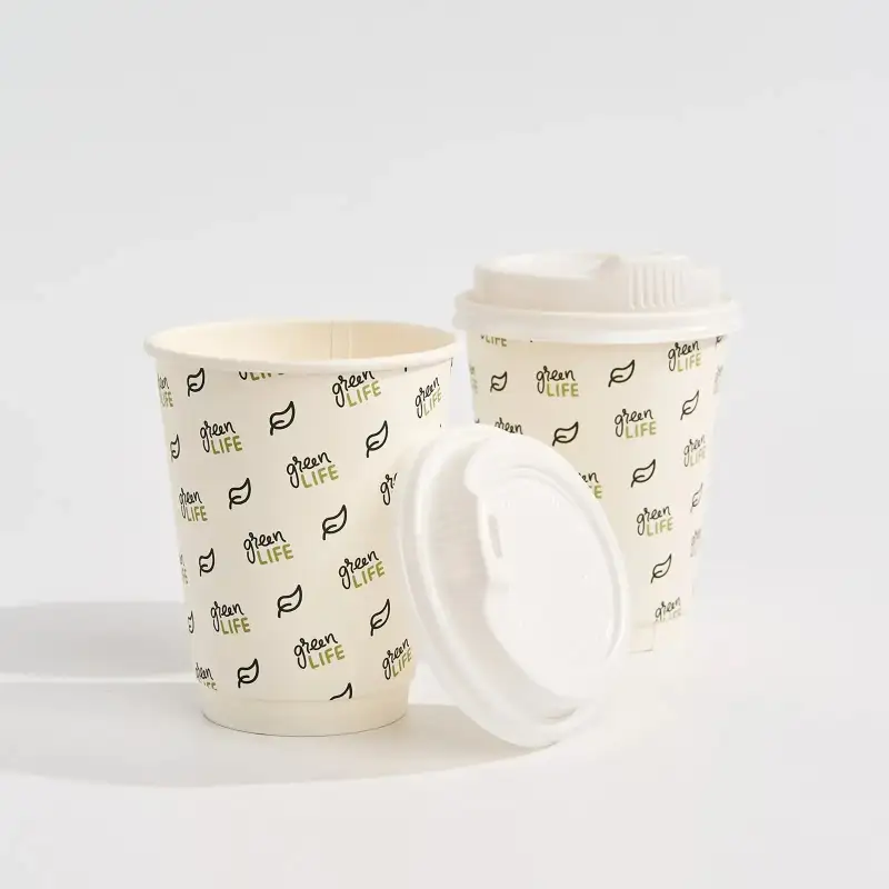 12 oz Custom Double Wall Paper Cup with Lids Wholesale - Recyclable ...